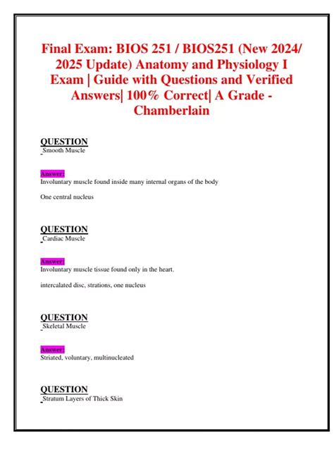 Exam 1 Exam 2 And Final Exams Bios 251 Bios251 New 2024 2025 Updates Bundled Together With