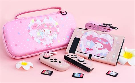Gldram Pink Carrying Case For Nintendo Switch Cute Anime Accessories