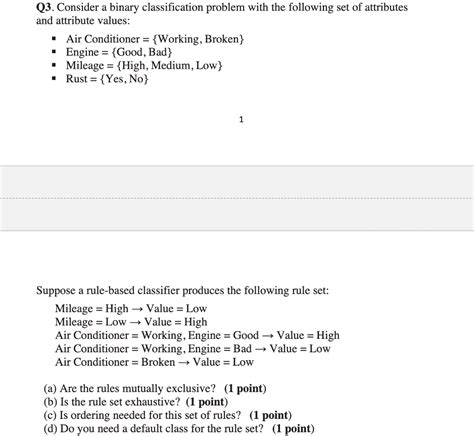 Solved Q3 Consider A Binary Classification Problem With The