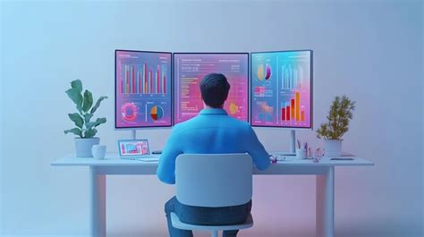 3d Data Visualization Specialist Creating Glossy Infographics Concept