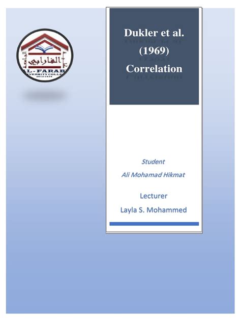 Dukler Et Al 1969 Correlation Pdf Fluid Dynamics Correlation