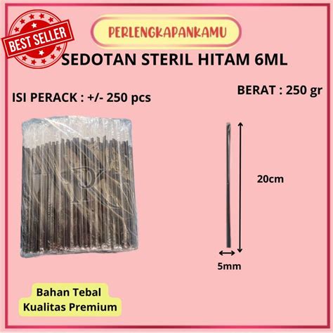 Jual Sedotan Steril Hitam 6mm Sedotan Kopi Isi 250 Batang Sedotan Plastik Lancip 20 Cm Shopee