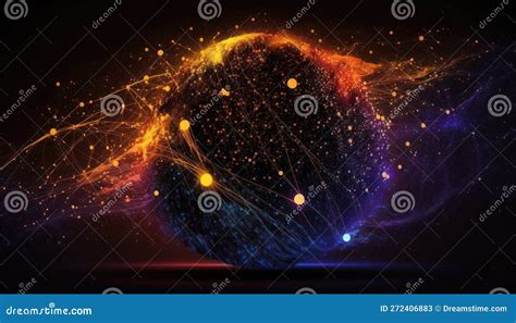 Digital Cyberspace With Particles And Digital Data Network Connections