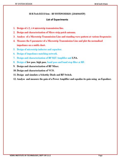 rf system design lab manual pdf