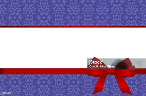초대장 인사말 또는 선물 카드와 함께 빨간 리본 및 A에 활 장식 요소 배경 선물 상품권 템플릿 텍스트에 대 한 장소입니다 공단에 대한 스톡 벡터 아트 및 기타 이미지