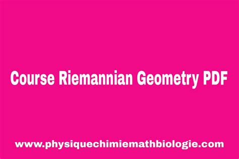 Course Riemannian Geometry PDF