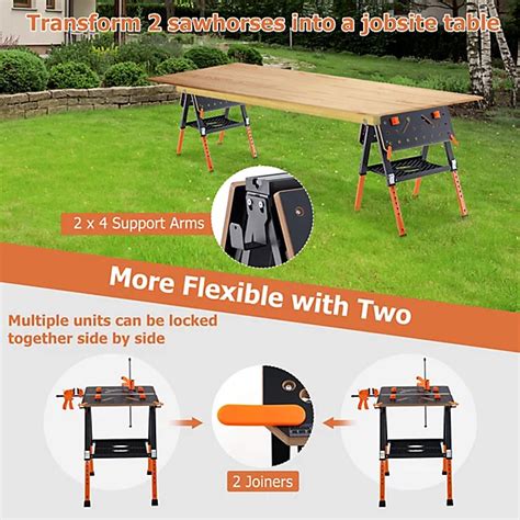 Saw Horse Workess Portable Workbench And Sawhorse 1000lbs Capacity Heavy