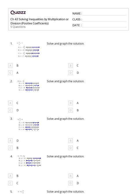 Free Solving Inequalities With Multiplication And Division Worksheet