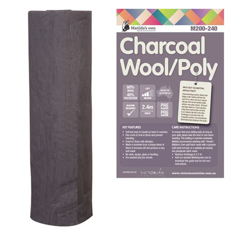 Matildas Own Charcoal Woolpoly Waddingbatting 24m Patchwork