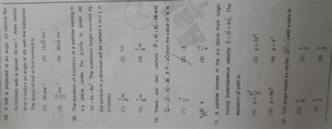 The Equation Of Trajectory Of A Particle Moving In X−y Plane Under The Gr