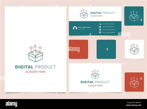 Digital Product Logo Design With Editable Slogan Branding Book And Business Card Template Stock