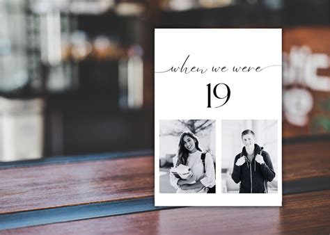When We Were Age Table Numbers Photo Table Numbers Template Wedding
