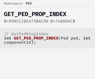 GetPedPropIndex FiveM Natives Cfx Re Docs