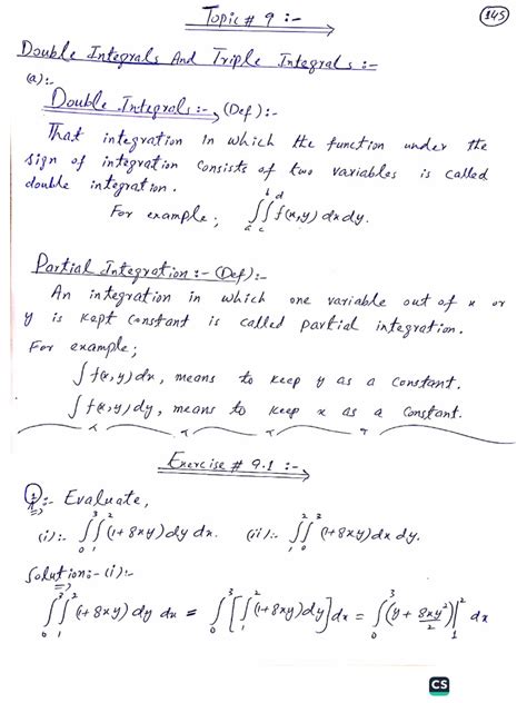 Topic 9 Double Integrals And Triple Integrals Pdf
