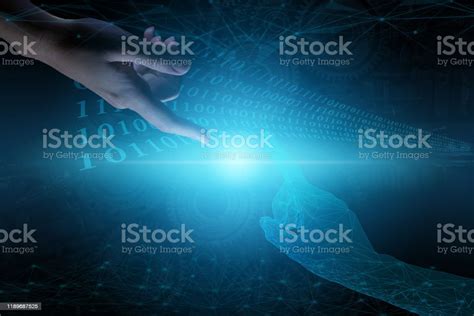 산업 자동화를 위한 미래 기술과의 인간 상호 작용에 대한 개념적 표현 지능형 비즈니스 관리 가상현실에 대한 스톡 사진 및 기타 이미지 Istock