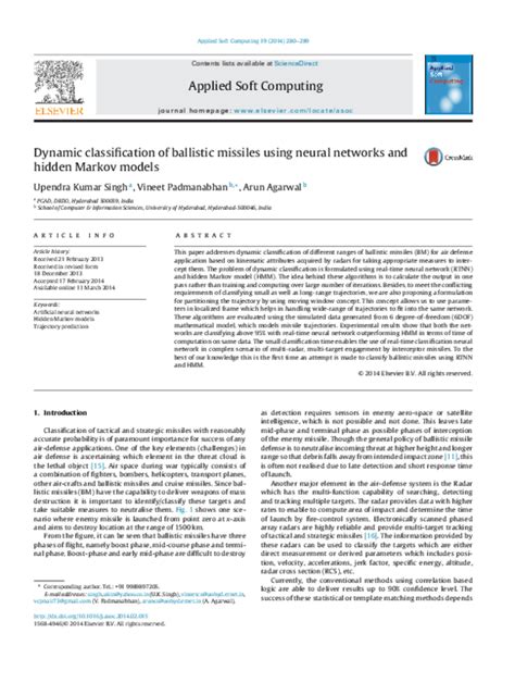 Pdf Dynamic Classification Of Ballistic Missiles Using Neural
