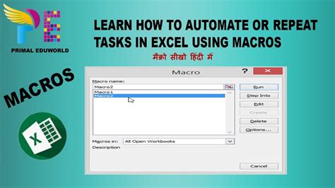 Learn How To Automate Or Repeat Tasks In Excel Using Macro In Hindi Youtube
