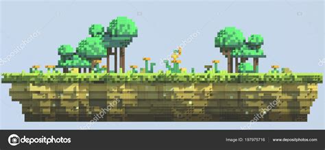 Rendering Pixel Art Level Design Side Cross Section View Nature Stock