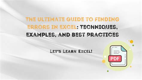 The Ultimate Guide To Finding Errors In Excel Techniques Examples