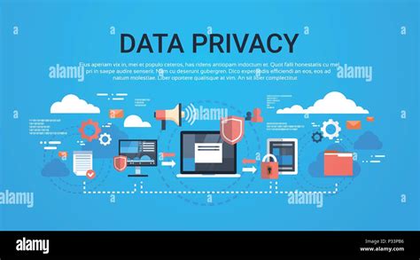 Gdpr Isometric Infographic Data Privacy On Blue Background Network