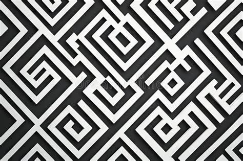 Geometric Abstract Pattern With Interlocking Squares And Spirals Stock Illustration