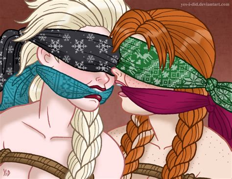 Rule 34 2girls Anna Frozen Blindfold Blindfolded Blonde Hair Bondage Braided Hair Braided