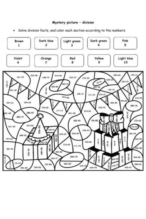 Division Coloring Pages Color Worksheets Math Coloring Worksheets