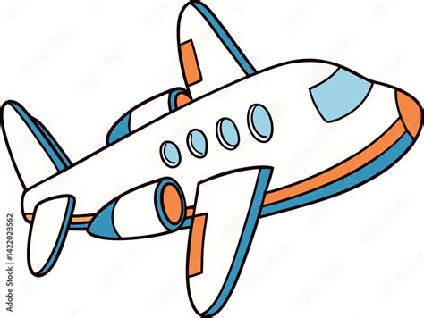 Cute Cartoon Airplane Vector Illustration — Colorful Jet Aircraft