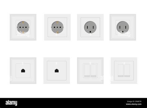 Socket And Switch Electrical Outlet For Electrical Outlets And Electricity Illustration Set Of