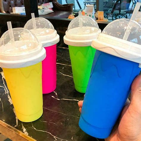 빠른 냉동 스무디 컵 홈 메이드 밀크 쉐이크 병 슬러시 및 쉐이크 메이커 빠른 냉각 컵 아이스크림 매직 슬러시 메이커