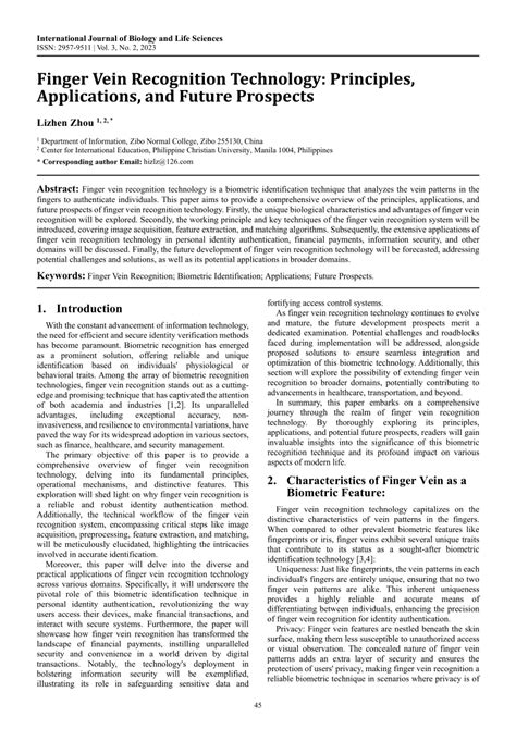 Pdf Finger Vein Recognition Technology Principles Applications And
