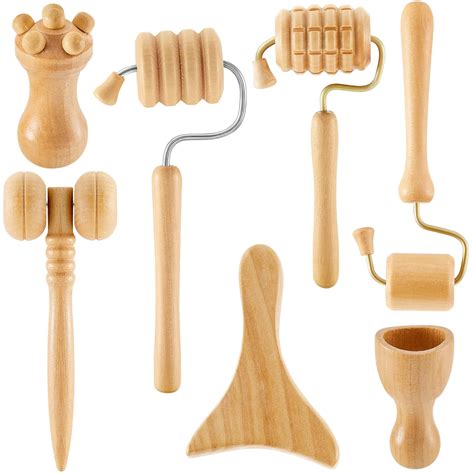 Juego De 7 Herramientas De Madera Para Masaje Facial Kit De