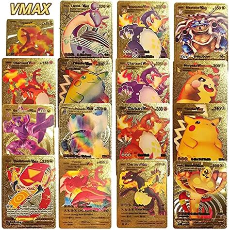 Pokemon 55 Pcs Gold Cards Packs Vmax Dx Gx Rare Golden Cards Tcg Deck