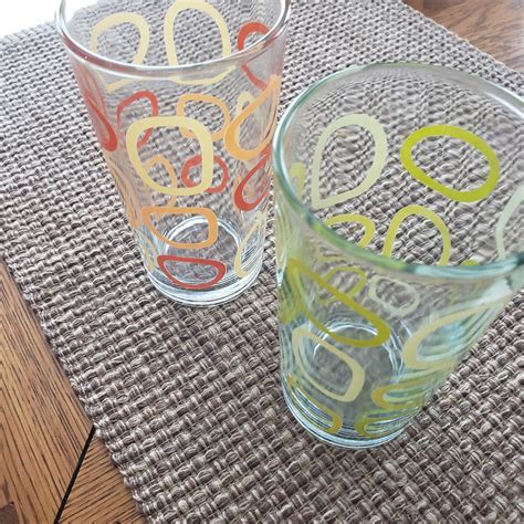 Atomic Amoeba Retro Drinking Glasses Set Of Two Etsy