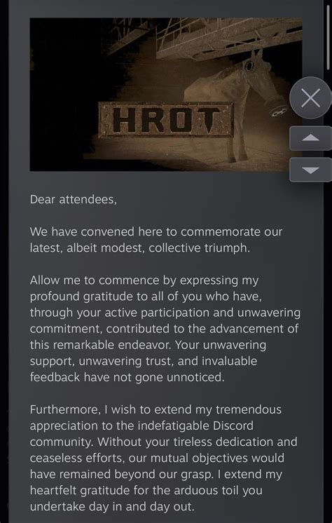 The Dev Announcement For The Hrot Release Is The Most Wholesome And
