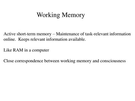 Ppt Working Memory Powerpoint Presentation Free Download Id5123035