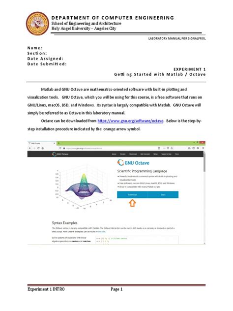 Expt 1a Getting Started Wih Matlab And Octave Pdf Matlab Software