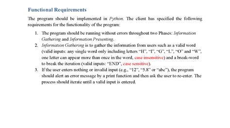 solved functional requirements the program should be