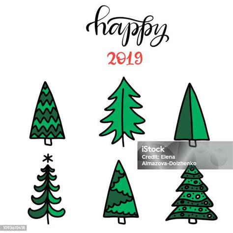 벡터 일러스트 레이 션 Eps10입니다 크리스마스 나무 만화 스타일에서 플랫 아이콘 흰색 배경에 고립의 집합입니다 12월에 대한 스톡 벡터 아트 및 기타 이미지 Istock