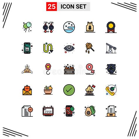 25 Filled Line Flat Color Concept For Websites Mobile And Apps Medal Bonus Night Garments