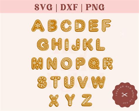 Gingerbread Cookie Font Svg Dxf Png Files Christmas Cookie Etsy