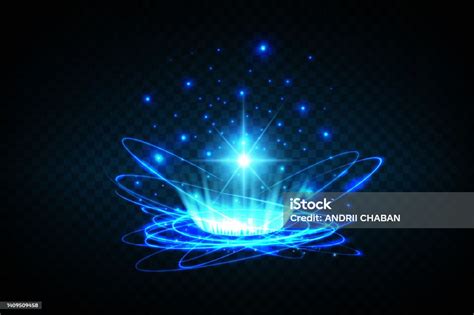 매직 판타지 포털 미래 지향적 인 텔레포트 조명 효과 야간 장면 광선과 투명한 배경에 불꽃 빈 연단 조명 효과 디스코 댄스 플로어 클럽 0명에 대한 스톡 벡터 아트 및 기타