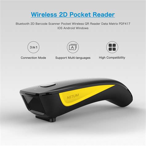 NETUM C750 Mini Bluetooth Barcode Scanner, Portable 1D&2D 2.4G Wireles
