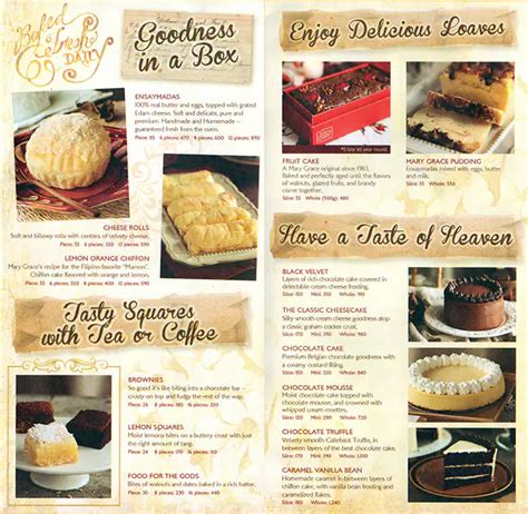 Menu At Mary Grace Desserts Pasig Estancia