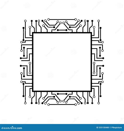 microchip frame set cartoon vector illustration