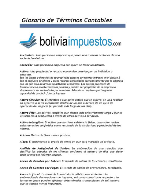Glosario De Terminos Contables Pdf