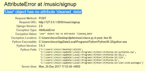 Python Django Getting Attributeerror User Object Has No Attribute Cleaneddata While