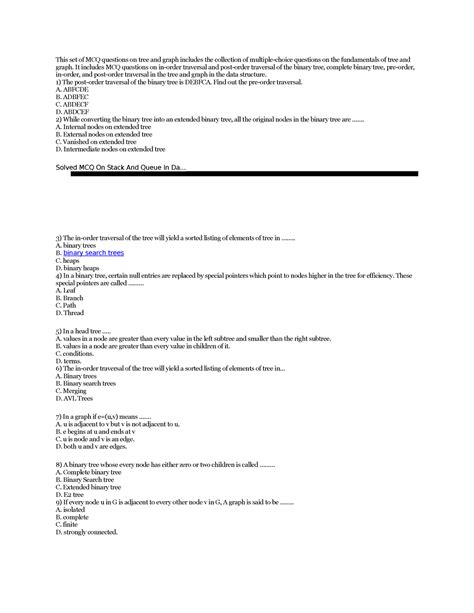 Mcq Trees Data Structure JNTU Studocu