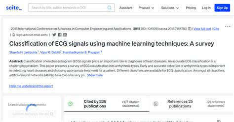 Classification Of Ecg Signals Using Machine Learning Techniques A Survey Scite Report