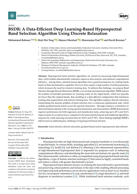Pdf Bsdr A Data Efficient Deep Learning Based Hyperspectral Band